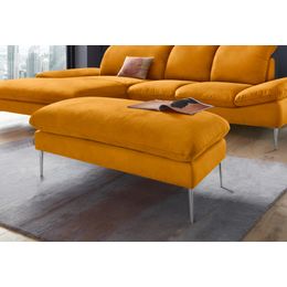 Hocker W.Schillig, B:106cm H:45cm T:71cm, gelb, Chenille-Flachgewebe R66 (85% Polyester, 15% Nylon);Longlife Xtra-Leder Z59: Glattleder mit modischer
