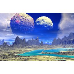 papermoon Fototapete "PLANETEN-FUTURISTISCH WELTRAUM MOND GALAXIE UNIVERSUM", B/L: 2,5m x 1,86m, Bahnen: 5 Stk., bunt, Schlafzimmer, Tapeten