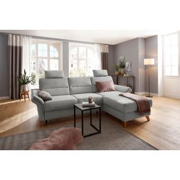 Ecksofa Home Affaire, B:252cm H:90cm T:162cm, grau, 100% Polyester, Wohnzimmer, Sofas, "Westerland L-Form", Federkern-Polsterung, wahlweise mit
