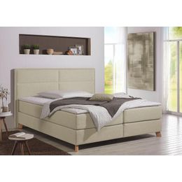 Boxspringbett Home Affaire, B:111cm L:209cm, beige, Strukturstoff-Bezug (100% Polyester);Topperbezug 100% Polyester, Komplettbetten, "Caria", in 5