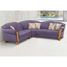 Ecksofa Home Affaire, B:233cm H:83cm T:233cm, lila, Wohnzimmer, Sofas, "Milano, bequem mit Federkern, B/T/H 233/233/83cm, Landhausstil, L-Form",