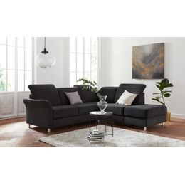 Sit & More Ecksofa SIT & MORE, B:249cm T:221cm, grau, Wohnzimmer, Sofas, "Darwin L-Form", inklusive Federkern, wahlweise mit Kopfteilverstellung, Bettfunktion