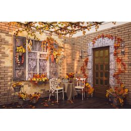 papermoon Fototapete "Patio mit Backsteinmauern", B/L: 3,5m x 2,6m, Bahnen: 7 Stk., bunt, Schlafzimmer, Tapeten