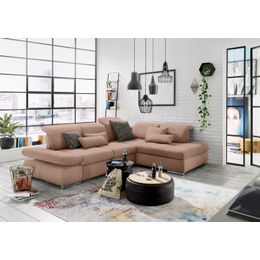 Ecksofa, B:291cm H:80cm T:226cm, braun, SET ONE BY Musterring, Wohnzimmer, Sofas, "SO 4100 mit komfortablen Federkern und Kopfteilverstellung",
