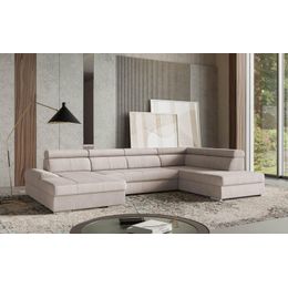 Sit & More Wohnlandschaft SIT & MORE, B:345cm H:79cm T:213cm, grau, 100% Polyester, Sofas, "U-Form", mit verstellbaren Kopfteilen, wahlweise mit Bettfunktion