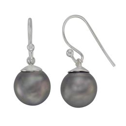 ZEEme Damen Paar Ohrh&auml;nger "Silber 925 mit 2 grauen Perlen 10mm", one-size, Silber 925 (Sterlingsilber), grau, Silber 925 (Sterlingsilber), Ohrringe