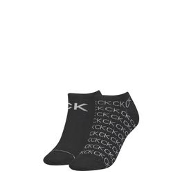 Damen Sneakersocken "CK WOMEN SNEAKER 2P ALL OVER LOGO", Calvin Klein Jeans, schwarz, Baumwollmischung, Socken, Einheitsgr&ouml;&szlig;e, flexible Passform