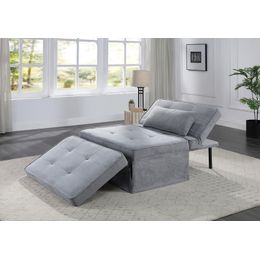 Schlafsofa, B:100cm H:43cm T:70cm, grau, ATLANTIC HOME COLLECTION, 100% PES, Jugendzimmer, Sofas, "Finn", wandelbar zum Loungesessel, Relaxliege und