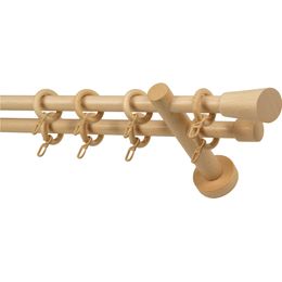 Gardinenstange Garesa, L:180cm, beige, Wohnzimmer, Gardinenstangen, "CLASSICO MOLIS", Vorhanggarnitur, verl&auml;ngerbar, Wandmontage, Keil, mit Ringe und