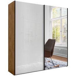 Schwebet&uuml;renschrank Wiemann, B:197,3cm H:236cm T:67cm, wei&szlig;, Floatglas, Holzwerkstoff, Schr&auml;nke, "Monaco", mit Glasfront sowie hochwertigen Beschl&auml;gen
