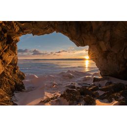 papermoon Fototapete "H&ouml;hle am Meer", B/L: 2,5m x 1,86m, Bahnen: 5 Stk., bunt, Schlafzimmer, Tapeten