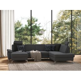 Sit & More Wohnlandschaft SIT & MORE, B:340cm H:89cm T:228cm, blau, Sofas, "Padua U-Form", inklusive Sitztiefenverstellung, Armteilfunktion und Federkern