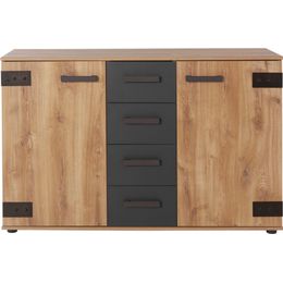 Kombikommode wimex, B:130cm H:83cm T:41cm, grau, Kunststoff, Schlafzimmer, Sideboards, "Malm&ouml;, Schrank mit 2 T&uuml;ren und 4 Schubladen, Made in