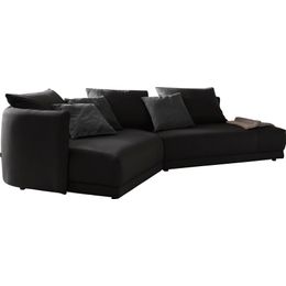 Ecksofa DESIGNWERK, B:333cm T:179cm, schwarz, 100% Polyester, Wohnzimmer, Sofas, "New York L-Form, anmutendes Designsofa", mit moderner R&ung im