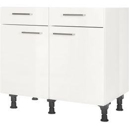 Unterschrank Nobilia, B:90cm H:87cm T:58,3cm, wei&szlig;, K&uuml;che, Schr&auml;nke, ""Flash", vormontiert, Breite 90 cm, Soft-Close-Funktion", bei den Schubk&auml;sten,