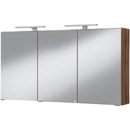 Spiegelschrank Welltime, B:120cm H:64cm T:21cm, braun, Holzwerkstoff, Badezimmer, Schr&auml;nke, "Malibu", Breite 120 cm, mit Spiegelt&uuml;ren und