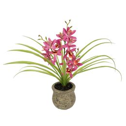 Kunstblume I.GE.A., B:39cm H:38cm L:11cm, rosa, Polyester, Kunstpflanzen, "Kunstblume Schmetterling Orchidee mit Keramiktopf", Mit Bl&auml;tter