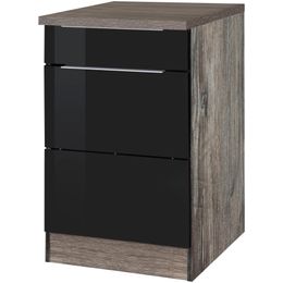Unterschrank KOCHSTATION, B:50cm H:85cm T:60cm, schwarz, Holzwerkstoff, MDF, K&uuml;che, Schr&auml;nke, "KS-Brindisi", 50 cm breit