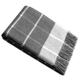 Plaid CASATEX, B:130cm L:190cm, grau, Kaschmir, Wolle, Wohndecken, "Harry Grigio Medio", elegantes Design, gro&szlig;e Karos