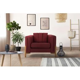 Sessel Home Affaire, B:100cm H:74cm T:88cm, rot, Wohnzimmer, Sessel, "Haki"