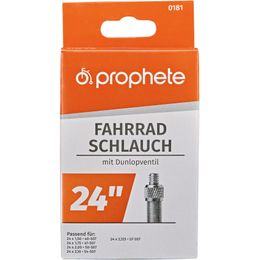 Prophete Fahrradschlauch "Fahrradschlauch", 48mm, Dunlopventil (DV), 24 Zoll (60,96cm), schwarz, Fahrradschl&auml;uche