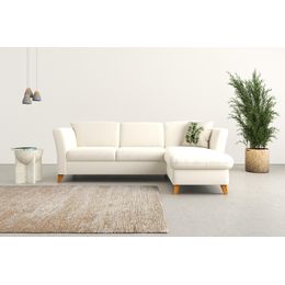 Ecksofa Home Affaire, B:249cm H:86cm T:162cm, beige, 100% Polyester, Wohnzimmer, Sofas, "Trelleborg L-Form", Federkern-Polsterung, wahlweise mit