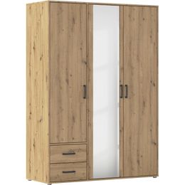 Dreht&uuml;renschrank Rauch, B:140cm H:194cm T:53cm, braun, Holzwerkstoff, Schr&auml;nke, "Kleiderschrank Schrank Garderobe W&auml;scheschrank VOYAGER", mit