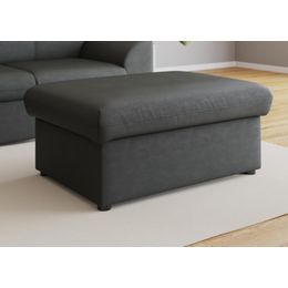 Hocker DOMO collection, B:93cm H:40cm T:69cm, grau, Wohnzimmer, Hocker, "Topper", mit Wellenunterfederung, auf Kunststoffgleitern