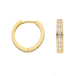 Adelia&acute;s ADELIA ́S Damen Paar Ohrh&auml;nger "1 Paar 333 Gold Ohrringe / Creolen mit Zirkonia &Oslash; 13,6 mm", Damen, Gold, gold, Gold, Ohrringe, 333 Gold mit Zirkonia