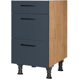 Unterschrank Nobilia, B:45cm H:87cm T:58,3cm, blau, K&uuml;che, Schr&auml;nke, ""Easytouch", vormontiert, mit h&ouml;henverstellbaren Sockelf&uuml;&szlig;en, in den", Breiten