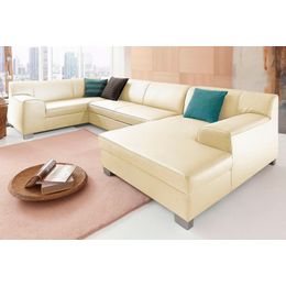 Wohnlandschaft DOMO collection, B:332cm H:74cm T:182cm, beige, PRIMABELLE-Microfaser aus 100% Polyester;SOFTLUX-Kunstleder;Strukturstoff aus 90%
