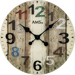 AMS Wanduhr "W9650", B/H/L: 4cm, bunt, Wanduhren, Quarzuhr,Glas,Wohnzimmer,Esszimmer,K&uuml;che,Arbeitszimmer,B&uuml;ro, Flur