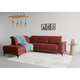 Sit & More Ecksofa SIT & MORE, B:251cm H:85cm T:220cm, rot, 100% Polyester, Wohnzimmer, Sofas, "Sinatra L-Form", mit Ottomane, optional mit Kopfteilverstellung