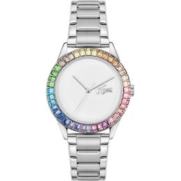 Lacoste Damen Quarzuhr "LADYCROC", silber, Armbanduhren, Armbanduhr, Damenuhr, Edelstahlarmband, analog, Glaskristalle