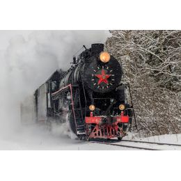 papermoon Fototapete "Alte Dampflokomotive", B/L: 4,5m x 2,8m, Bahnen: 9 Stk., bunt, Schlafzimmer, Tapeten