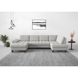 Sit & More Wohnlandschaft SIT & MORE, B:338cm H:88cm T:172cm, silber, 90% Polyester 10%Polyamid, Sofas, "Westham U-Form", wahlweise mit Bettfunktion,