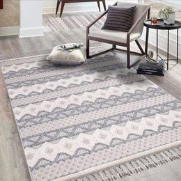 Hochflor-Teppich Carpet City, B:120cm H:20mm L:170cm, blau, Polypropylen, Teppiche, "Valencia 728", L&auml;ufer, Boho-Stil, 3D-Effekt, Relief,