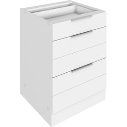 Auszugsunterschrank KOCHSTATION, B:60cm H:82cm T:60cm, wei&szlig;, MDF, Schr&auml;nke, "KS-Luhe", 60 cm breit, hochwertige MDF-Fronten mit waagerechter Lisene