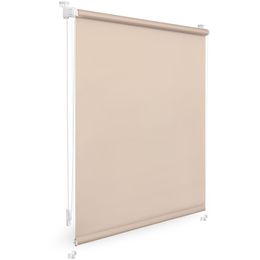Seitenzugrollo, B:90cm H:150cm, beige, LICHTBLICK ORIGINAL, Polyester, Rollos, "Uni Rollo", mit Klemmtr&auml;ger und Farbbeschichtung - f&uuml;r Fenster und