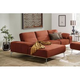 Ecksofa W.Schillig, B:319cm H:88cm T:178cm, orange, Longlife Xtra-Leder Z73: Naturwalkleder der Luxusklasse aus den erlesensten Rohh&auml;uten. Hautst&auml;rke