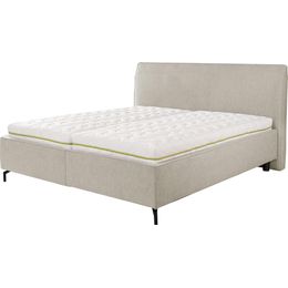 Stauraumbett Alina, B:180cm L:219cm, beige, Struktur fein TCM (100% Polyester), Betten, "Serina Supercomfort", inkl. Lattenrost mit Kopf- und