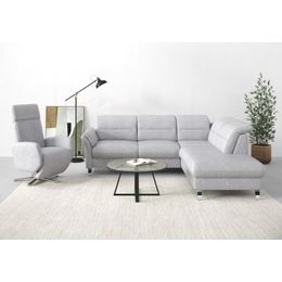 Sit & More Ecksofa SIT & MORE, B:247cm H:85cm T:222cm, silber, Wohnzimmer, Sofas, "Grenoble L-Form mit Federkern", wahlweise mit Bettfunktion, Bettkasten, Arm-