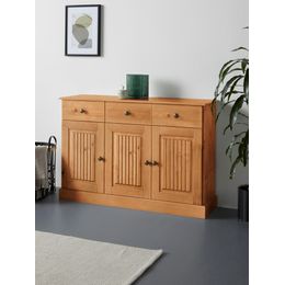 Sideboard OTTO HOME, B:118cm H:80cm T:34cm, beige, FSC-zertifiziertes Massivholz, Wohnzimmer, Sideboards, "Liotta", Kommode mit 2 Schubk&auml;sten u. 2