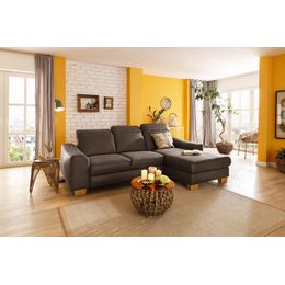 Ecksofa Home Affaire, B:264cm H:86cm T:170cm, braun, Luxus-Microfaser Florence (100% Polyester);Struktur fein (100% Polyester);Luxus-Microfaser