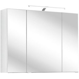 Spiegelschrank Welltime, B:80cm H:66cm T:20cm, wei&szlig;, Badezimmer, Schr&auml;nke, "Portofino", mit LED-Beleuchtung