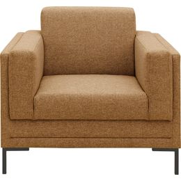 Sessel, B:97cm H:82cm T:90cm, braun, LOOKS by Wolfgang Joop, 100% Polyester, Wohnzimmer, Sessel, "LOOKS VII", klare Linien, edles Design