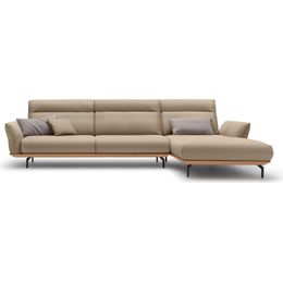 Ecksofa, B:338cm H:103cm T:183cm, beige, CREATION BY ROLF BENZ, NaturLEDER OSKAR (echtes Rindsleder), Wohnzimmer, Sofas, "CR.460", Sockel in Eiche,