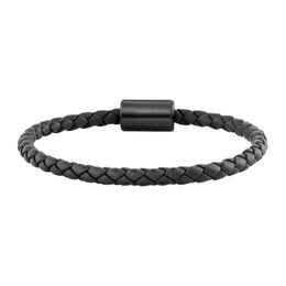 CAI CA&Iuml; Herren Armband "Leder olivenblattgegerbt schwarz", 21cm, Edelstahl, schwarz, Edelstahl, Armb&auml;nder