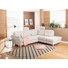 Ecksofa Home Affaire, B:259cm H:89cm T:225cm, beige, Struktur fein (100% Polyester);Struktur (100% Polyester);Luxus-Microfaser Lederoptik (100%