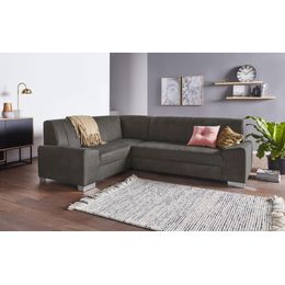 Ecksofa DOMO collection, B:259cm H:85cm T:191cm, grau, Wohnzimmer, Sofas, "Anzio in kubischer Formensprache, flache Armlehnen, L-Form", Wahlweise mit